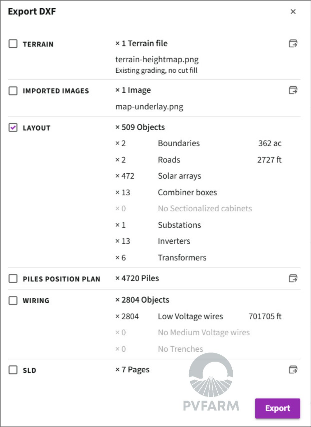 Export from PVFARM. General guide